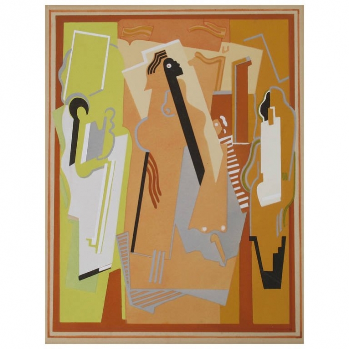 Albert Gleizes, Cubist Gouache Stencil, 'Composition à Trois Éléments ...